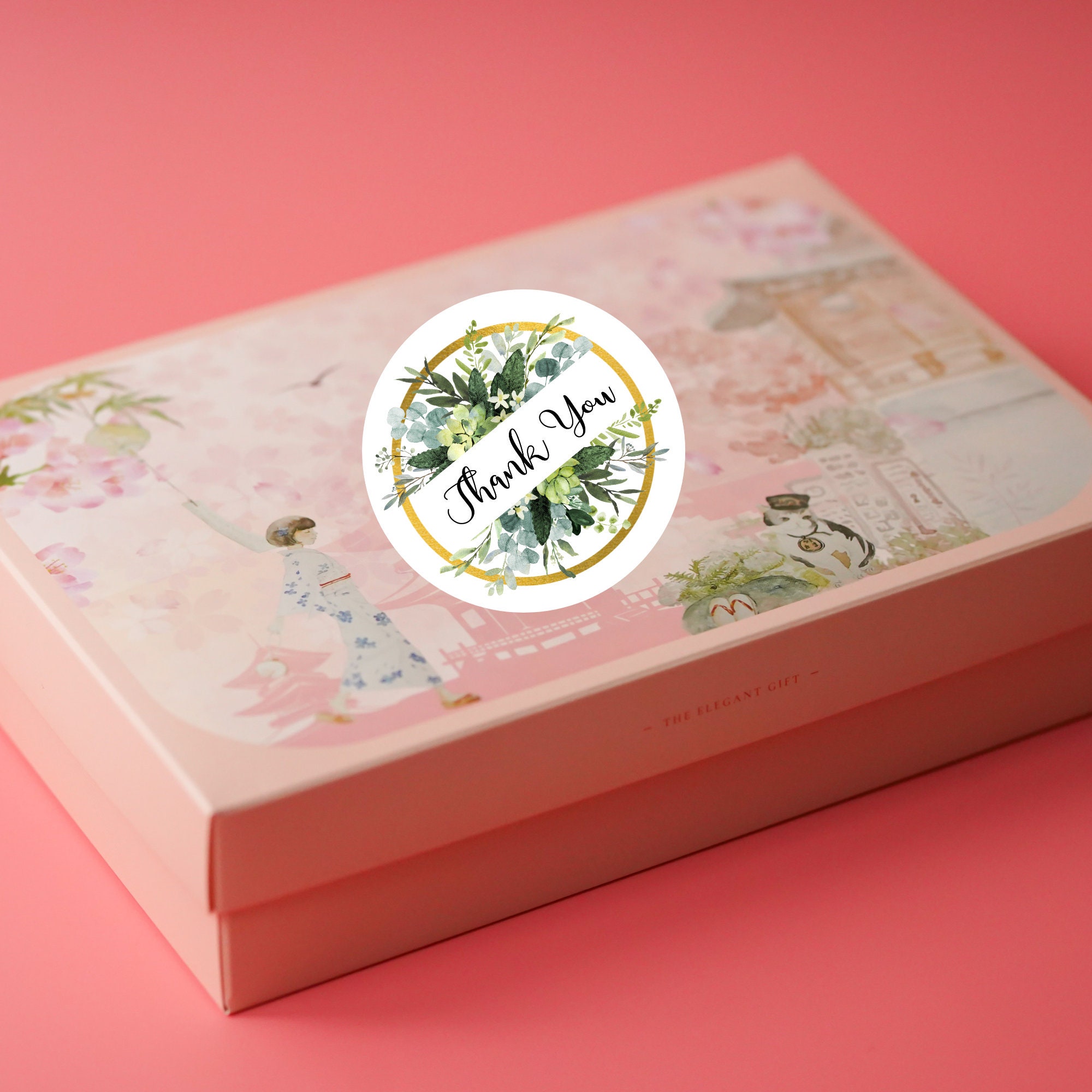 Printable Thank You Round Sticker Etsy