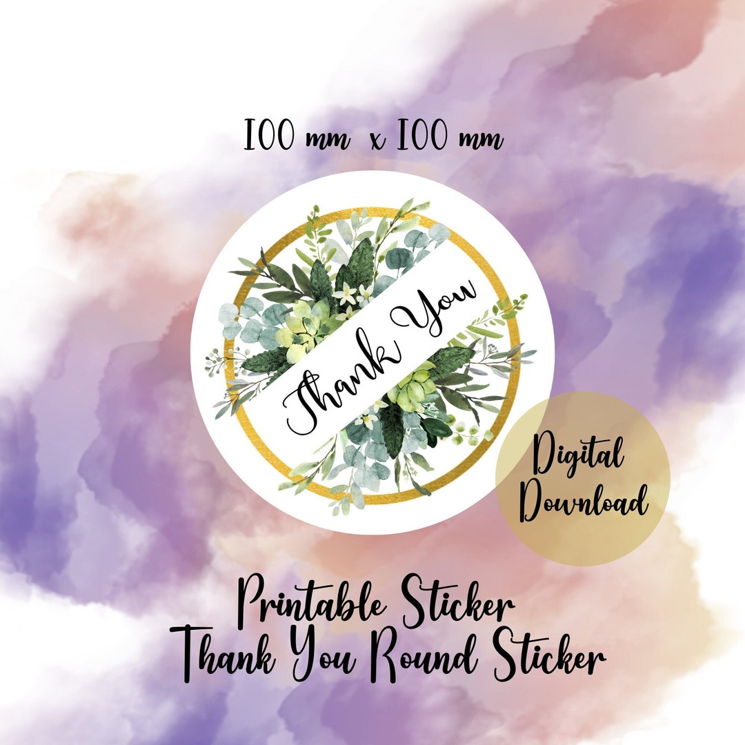 Printable Thank You Round Sticker - Etsy