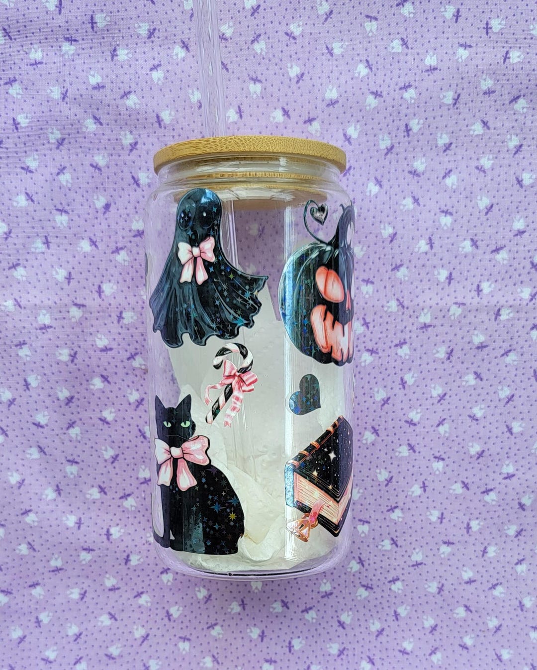 Coffin, Ghost, Spell Book, Black Cat, Spooky Pumpkin, 16 Oz Glass ...