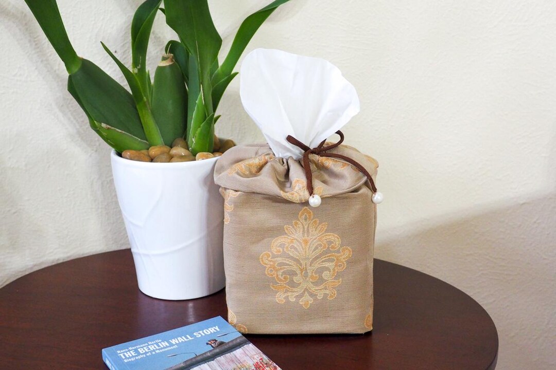 Handmade Square Silk Tissue Box Cover, Quality Thick Brocade Silk ...