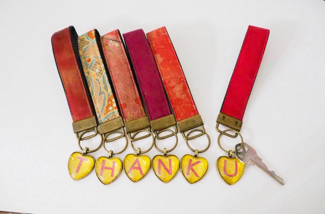 Handmade Personable Mulberry Silk Key Fob, Wrist Keychain With Bronze ...