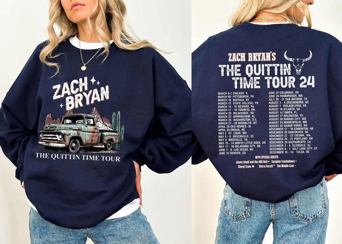 Zach Bryan The Quittin Time Tour 2024 Sweatshirt sold by Minne ...