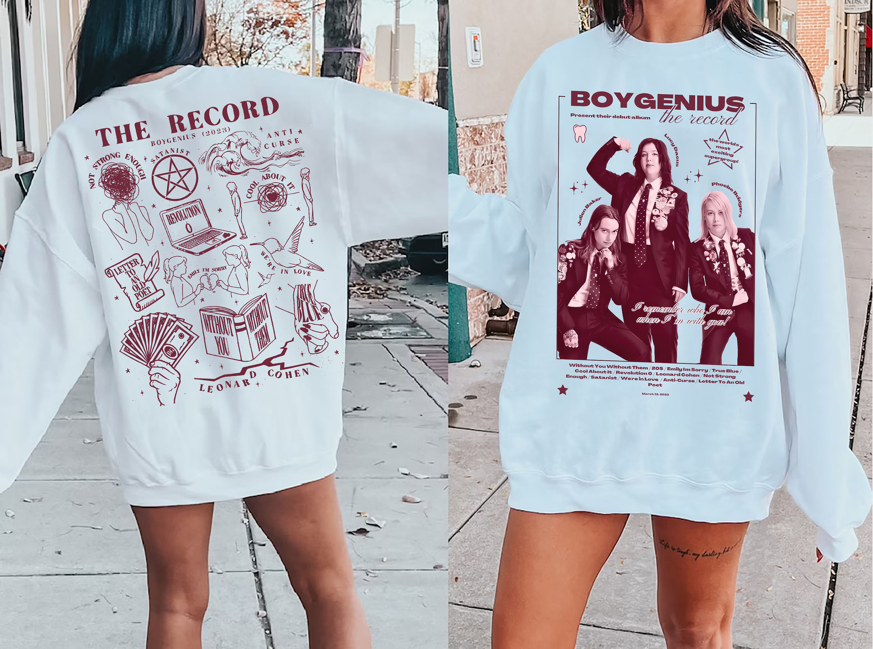 Vintage Boygenius Boygenius Band 2024 Tour Double Sided Sweatshirt sold ...