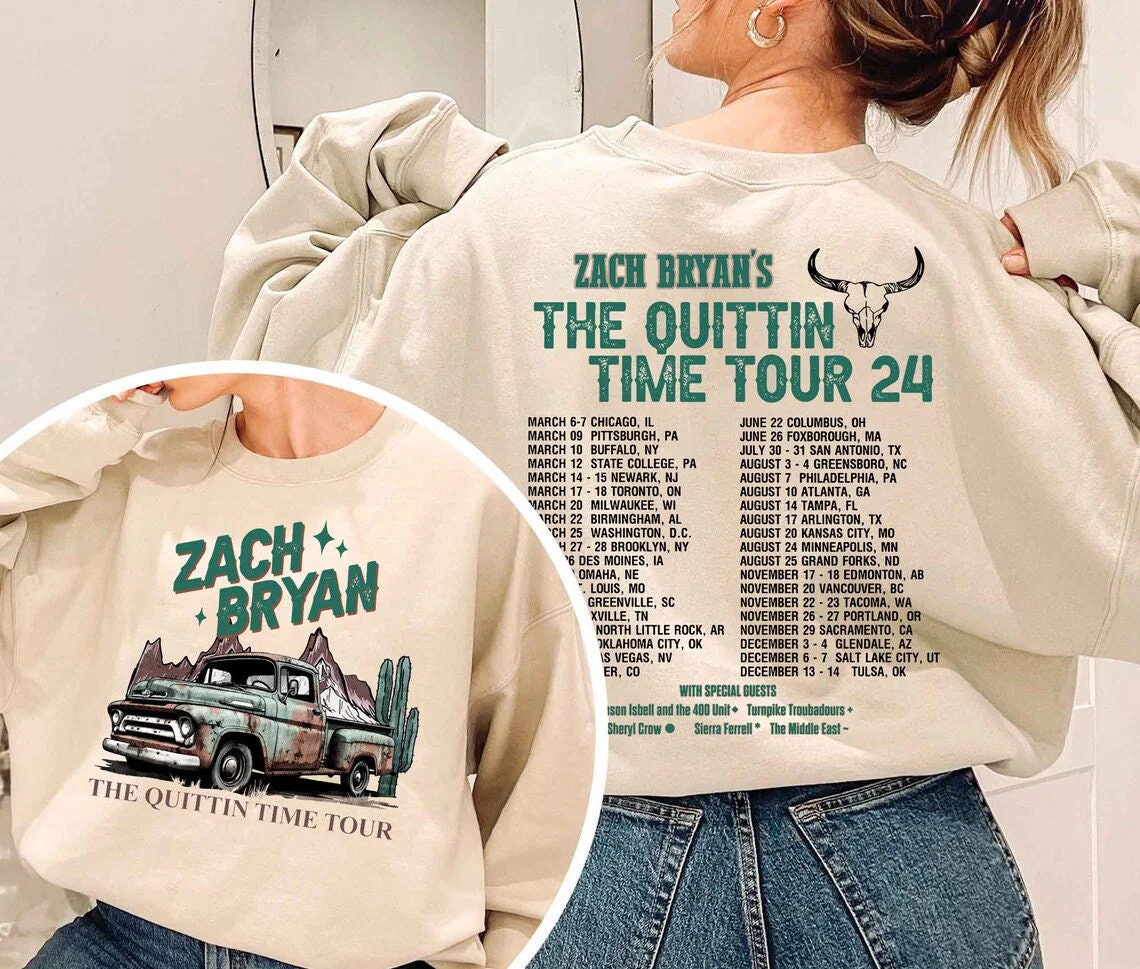 Zach Bryan The Quittin Time Tour 2024 Sweatshirt sold by Minne ...