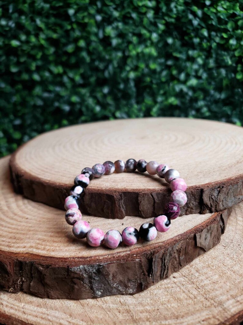 Pink Orca Agate Bracelet Beaded Gemstone Bracelets Orca Agate Crystal ...