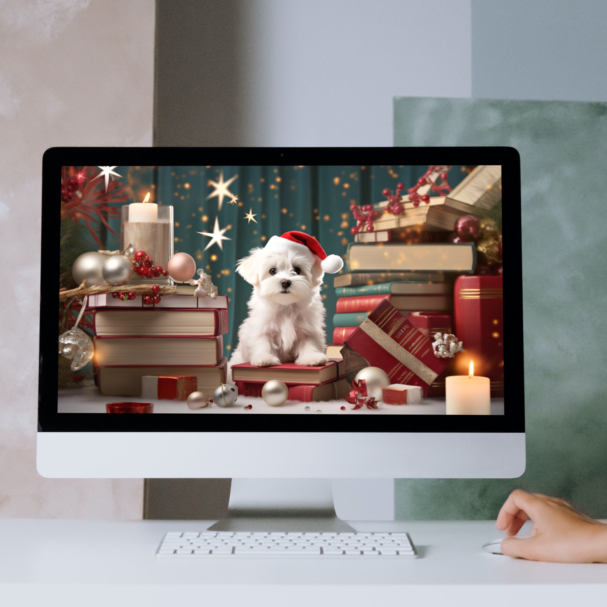 Maltese Christmas Laptop Wallpaper, Puppy Christmas Phone Wallpaper ...