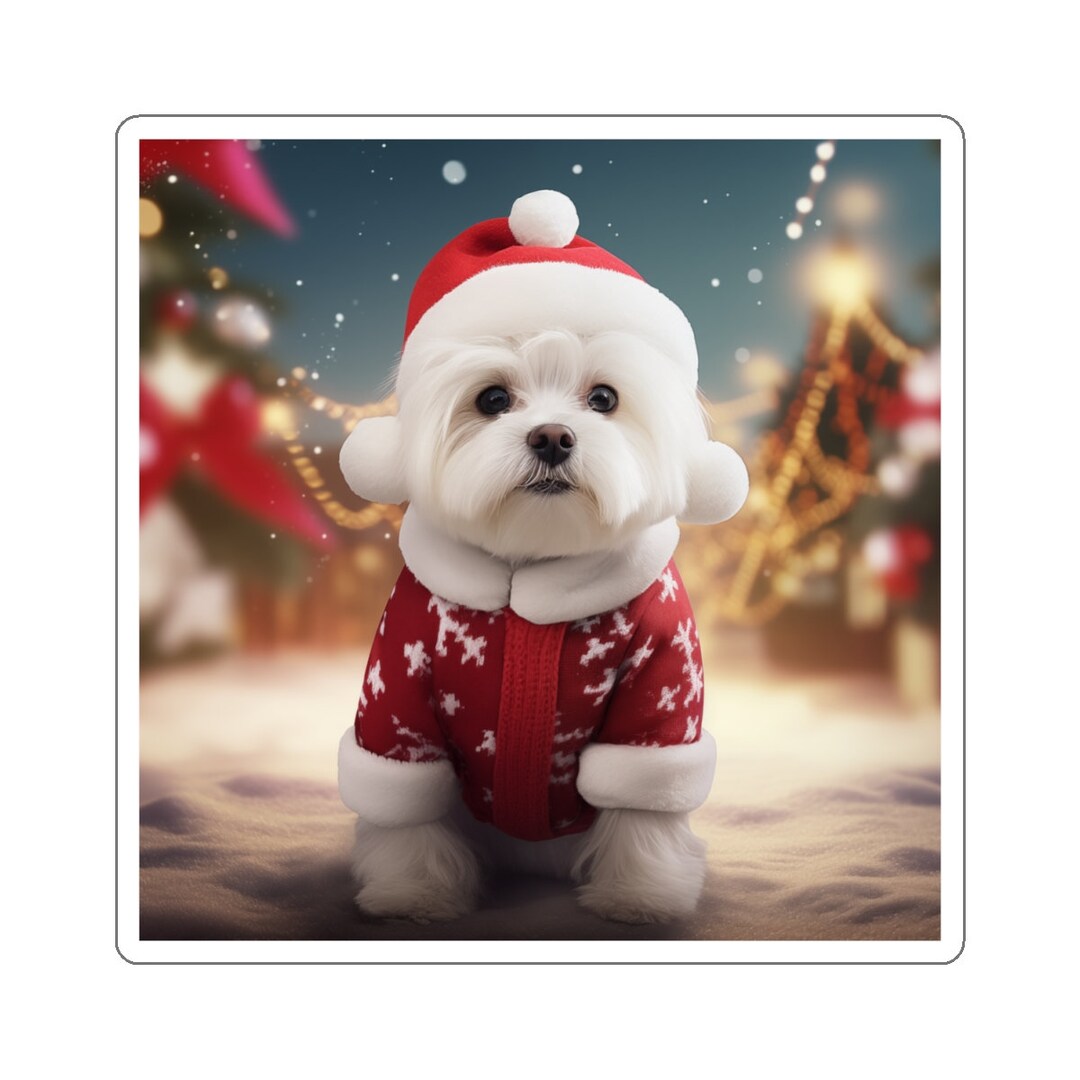 Chistmas Gift Sticker, Maltese Sticker, Maltese Puppy, Christmas ...