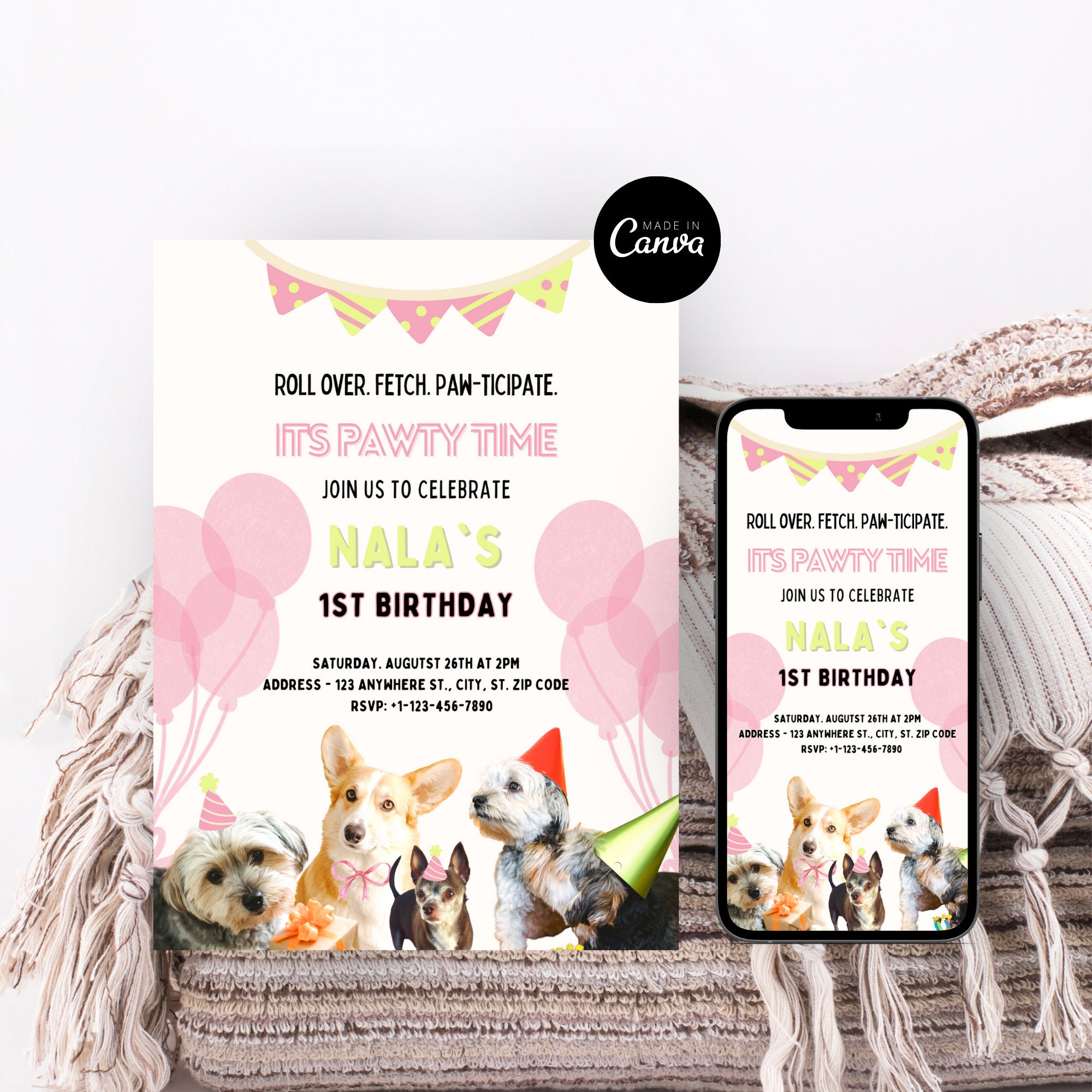 Editable Dog Birthday Party, 6 Piece Bundle, Dog Birthday Party ...