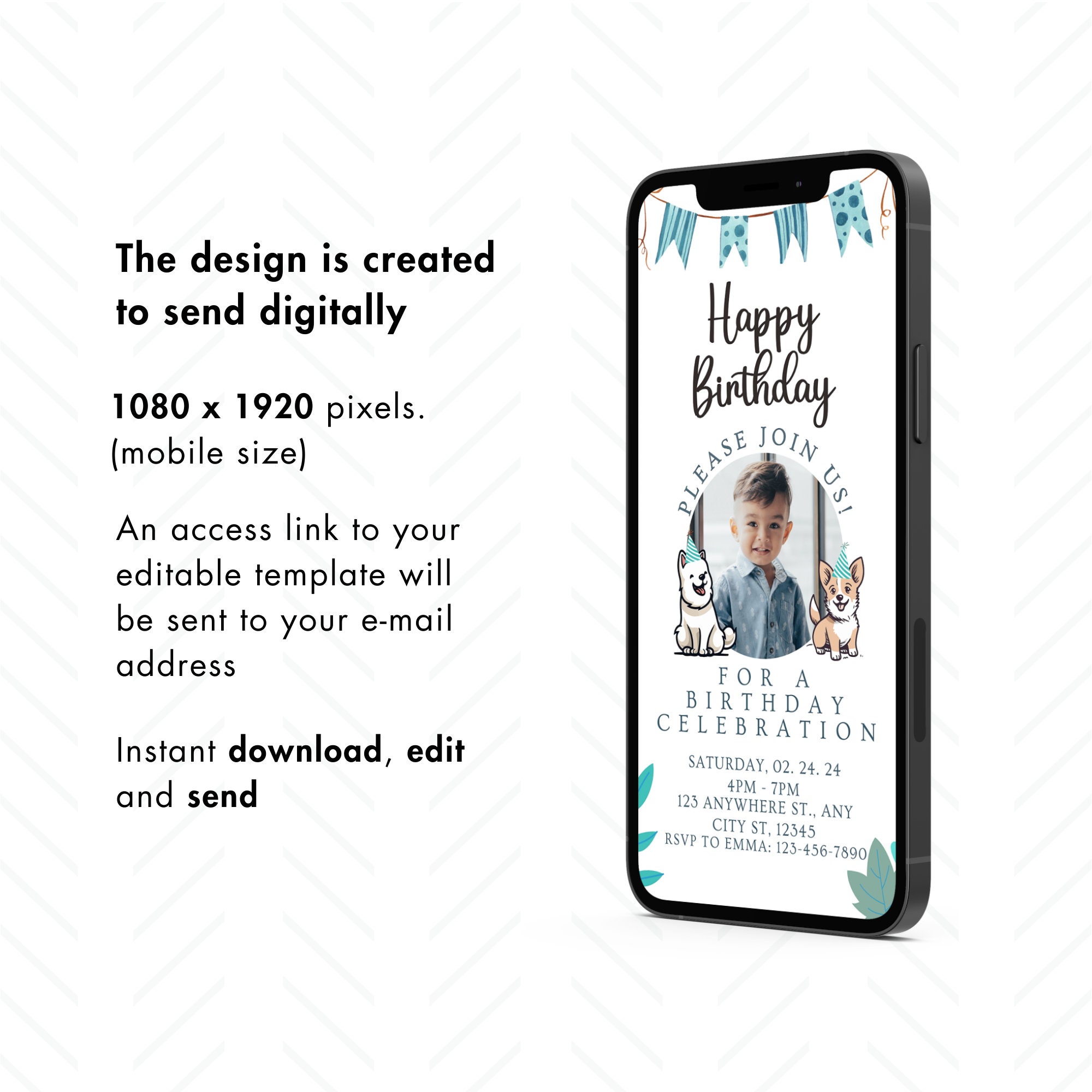 Editable Dog Birthday Invitation Dog Party Template Customizable Puppy ...