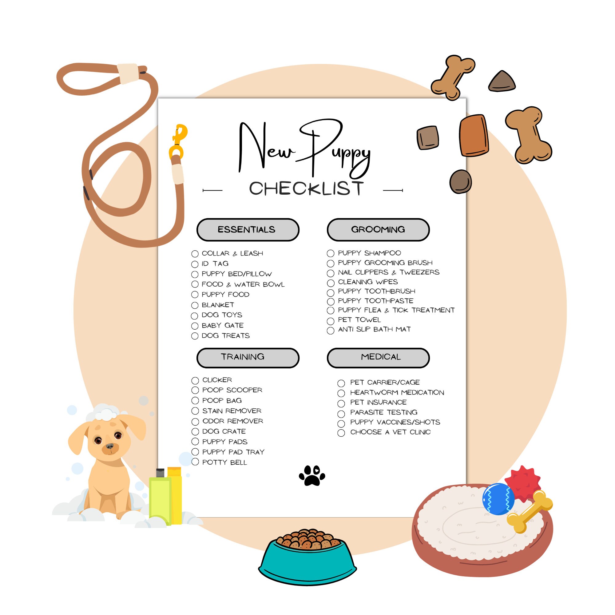 Pet Checklist,puppy List,puppy Planner,puppy Tracker,dog Checklist, Dog ...