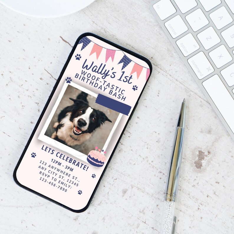 Editable Dog Birthday Invitation Card Kid Animal Theme Party Template ...