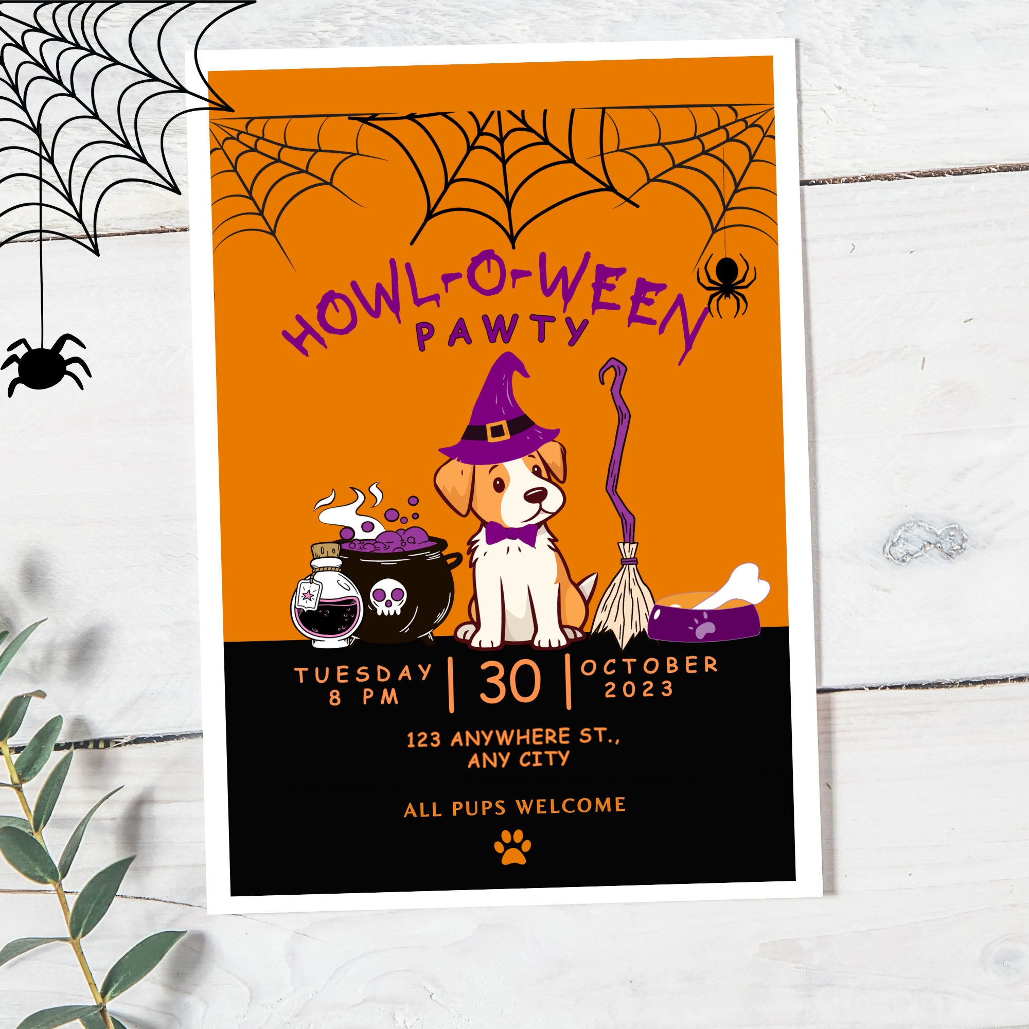 Halloween Pawty Invite 2 Piece Bundle, Dog Birthday Invitation ...