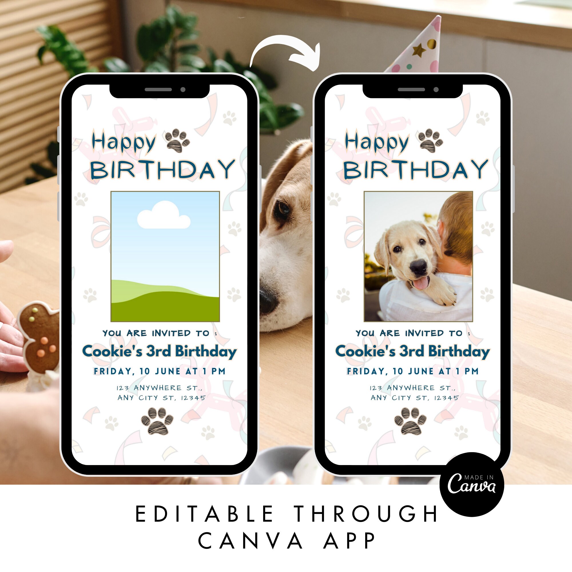 Dog Birthday Invitation Dog Themed Digital Invite Puppy Party Template ...