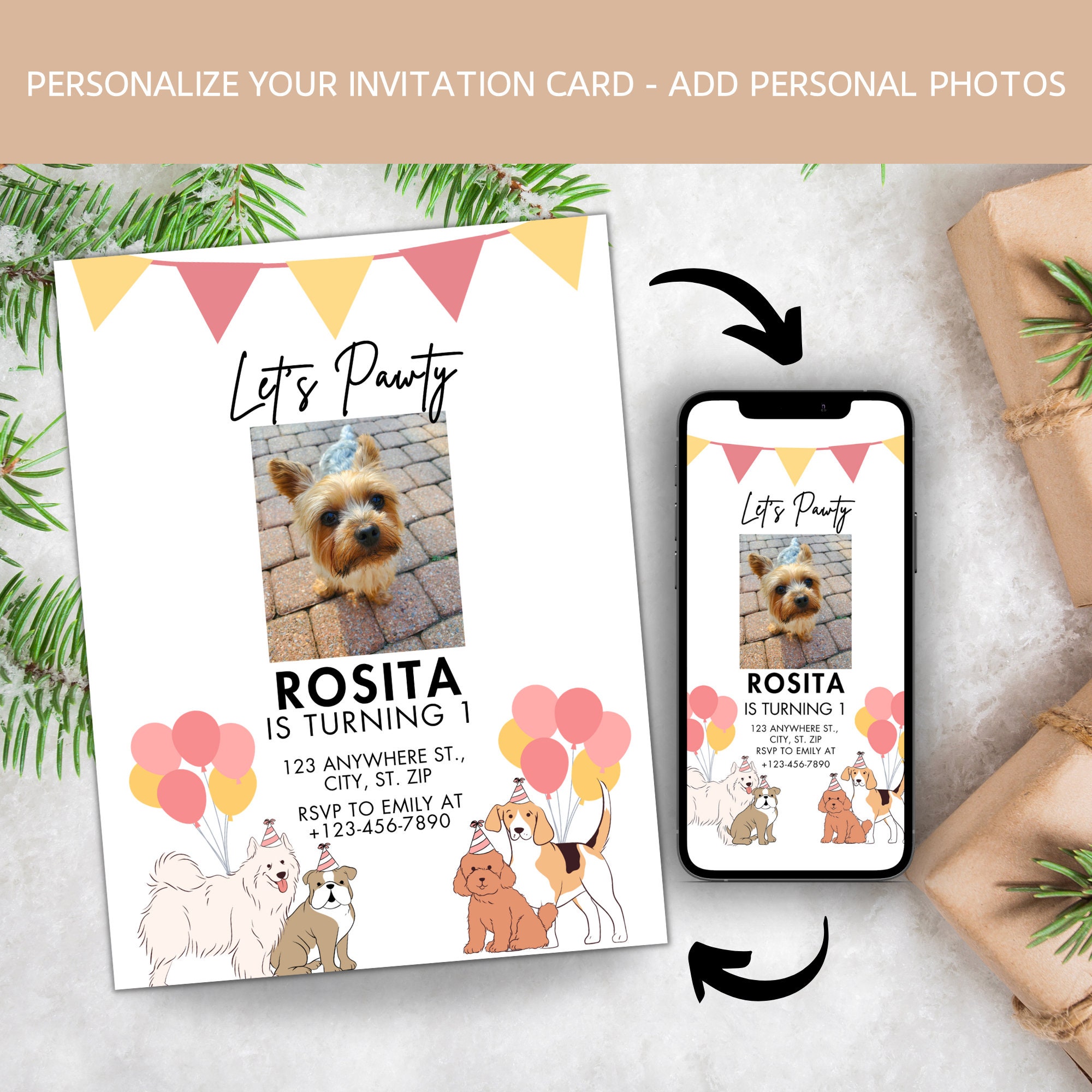 Dog Themed Birthday Party Invitation Bundle Puppy Party Instant ...