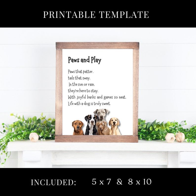 Dog Wall Decor, Pet Portrait Birthday Gift, Dog Poem, Dog Gift, Instant ...