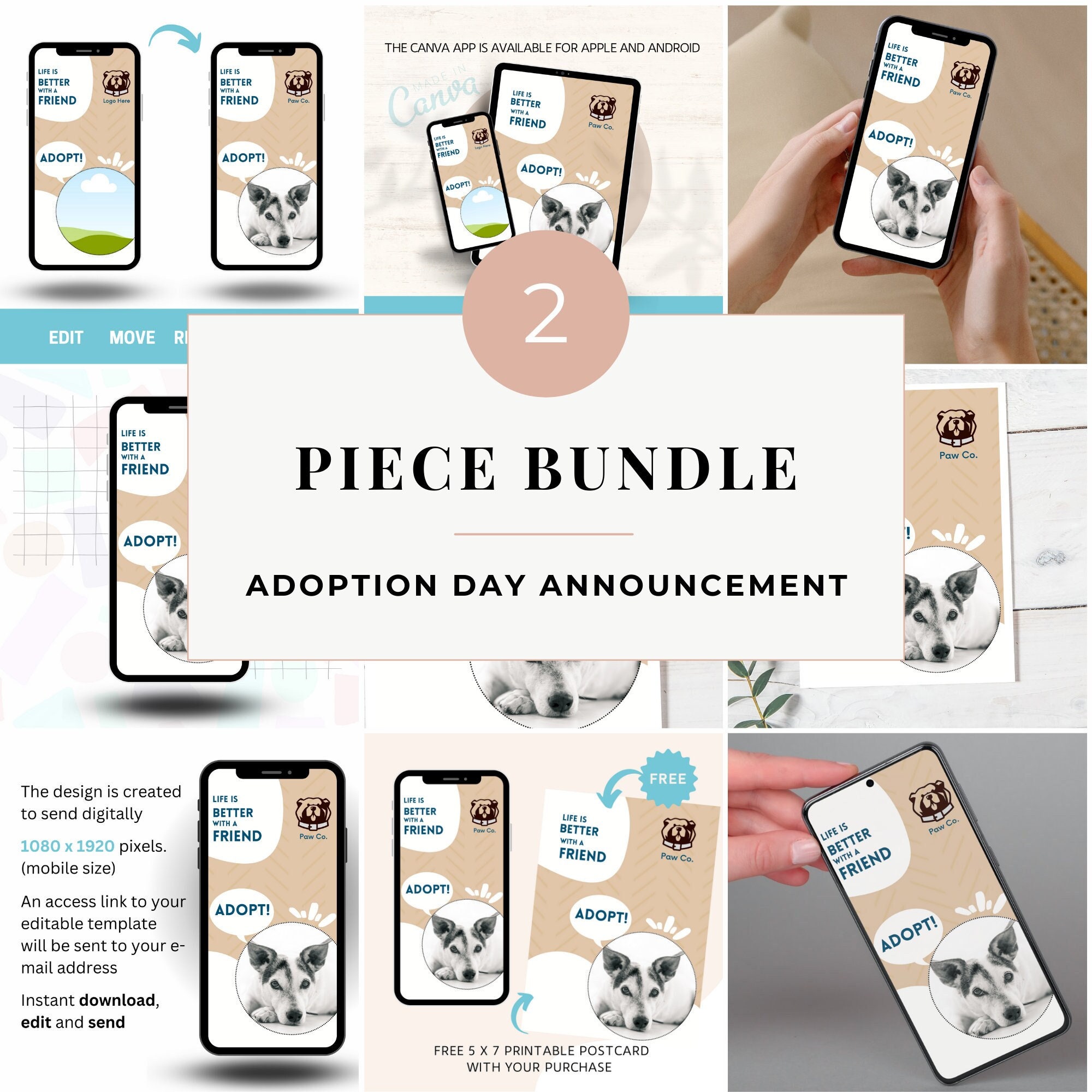 Pet Adoption Printable Bundle, Adopt A Dog, Dog Day Digital & Printable ...