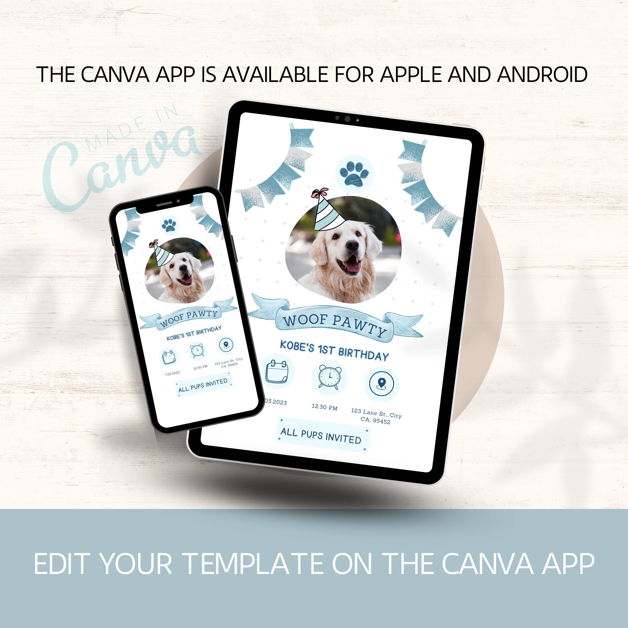 Woof Party Bundle, Birthday Text Invite, Dog Birthday Card, Birthday ...