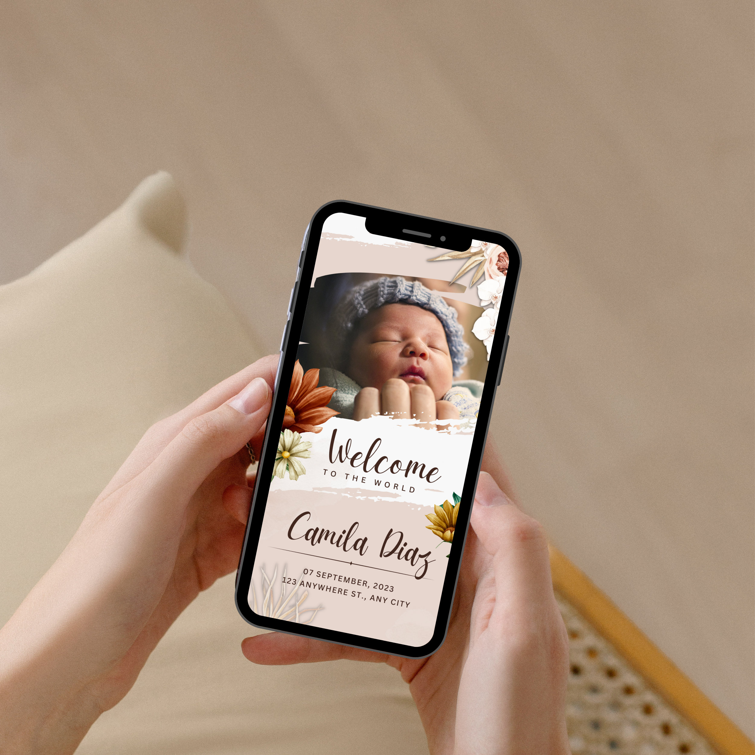 Baby Digital Announcement Bundle, Baby Announcement Card, Newborn Baby ...