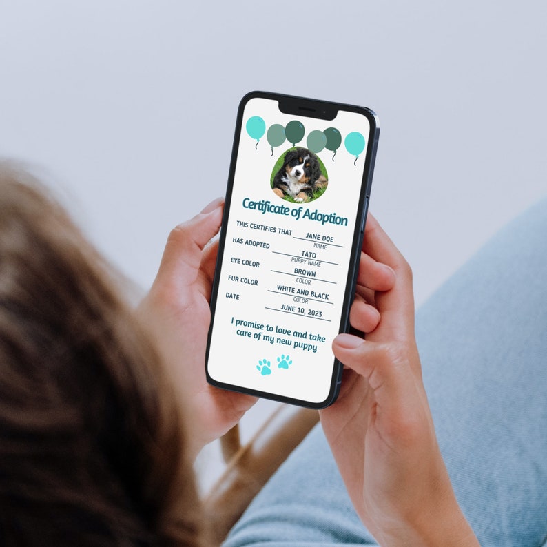 Pet Adoption Certificate, Puppy Adoption Template, Adoption Printable ...