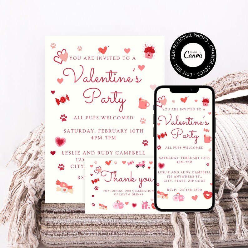 Editable Valentines Party Invitation, Electronic Valentines Brunch ...
