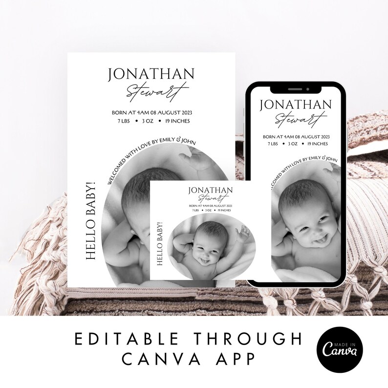 Digital Baby Announcement Photo Birth Announcement, Baby Announcement ...