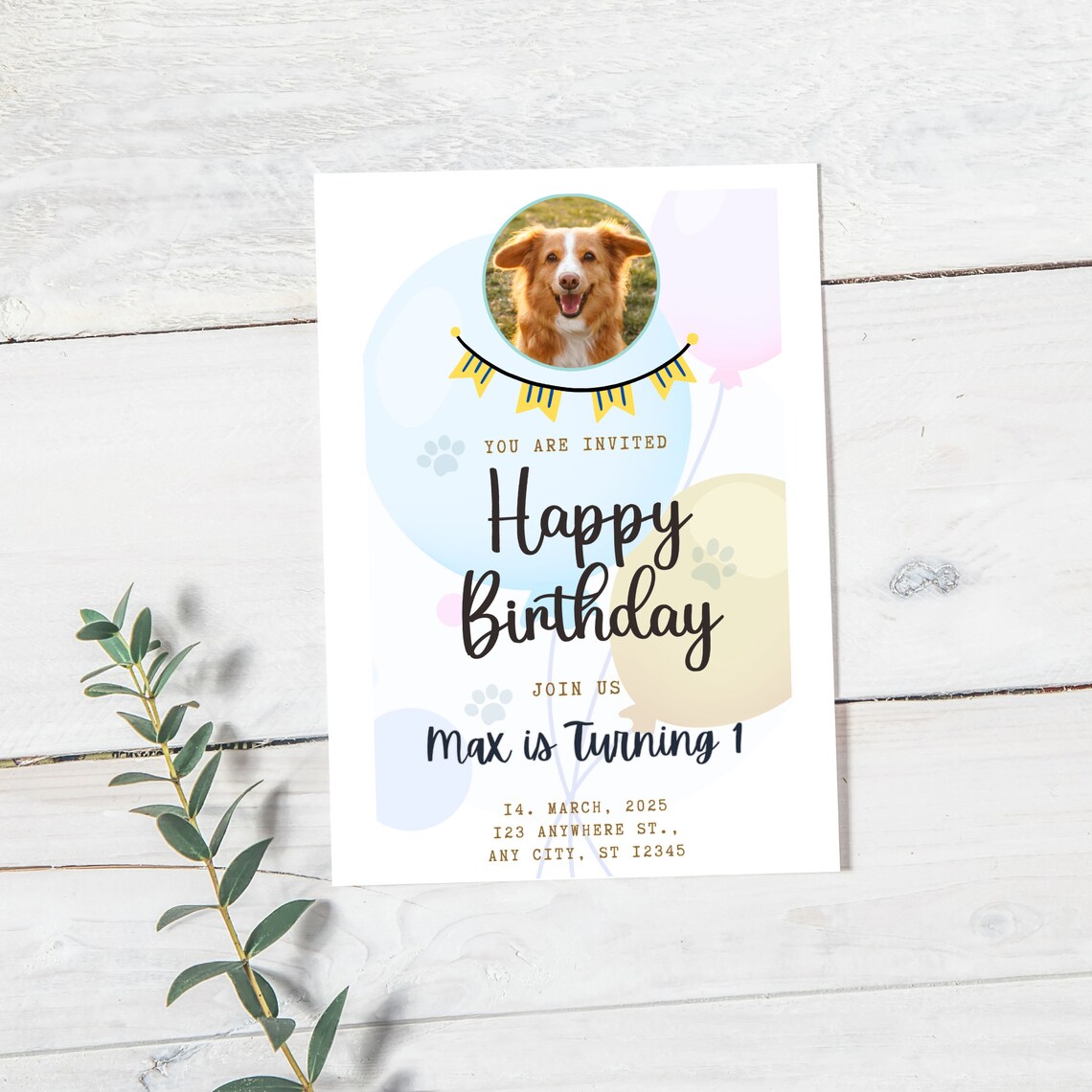 Dog Party E-invite, Editable Invitation Template, Puppy Party Printable ...