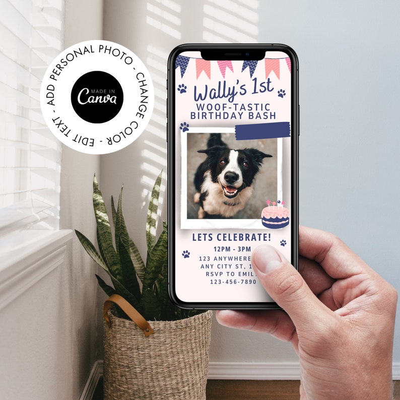 Editable Dog Birthday Invitation Card Kid Animal Theme Party Template ...