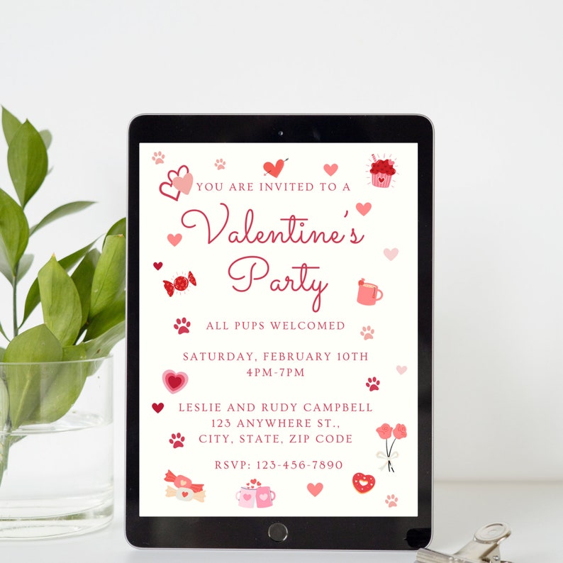 Editable Valentines Party Invitation, Electronic Valentines Brunch ...
