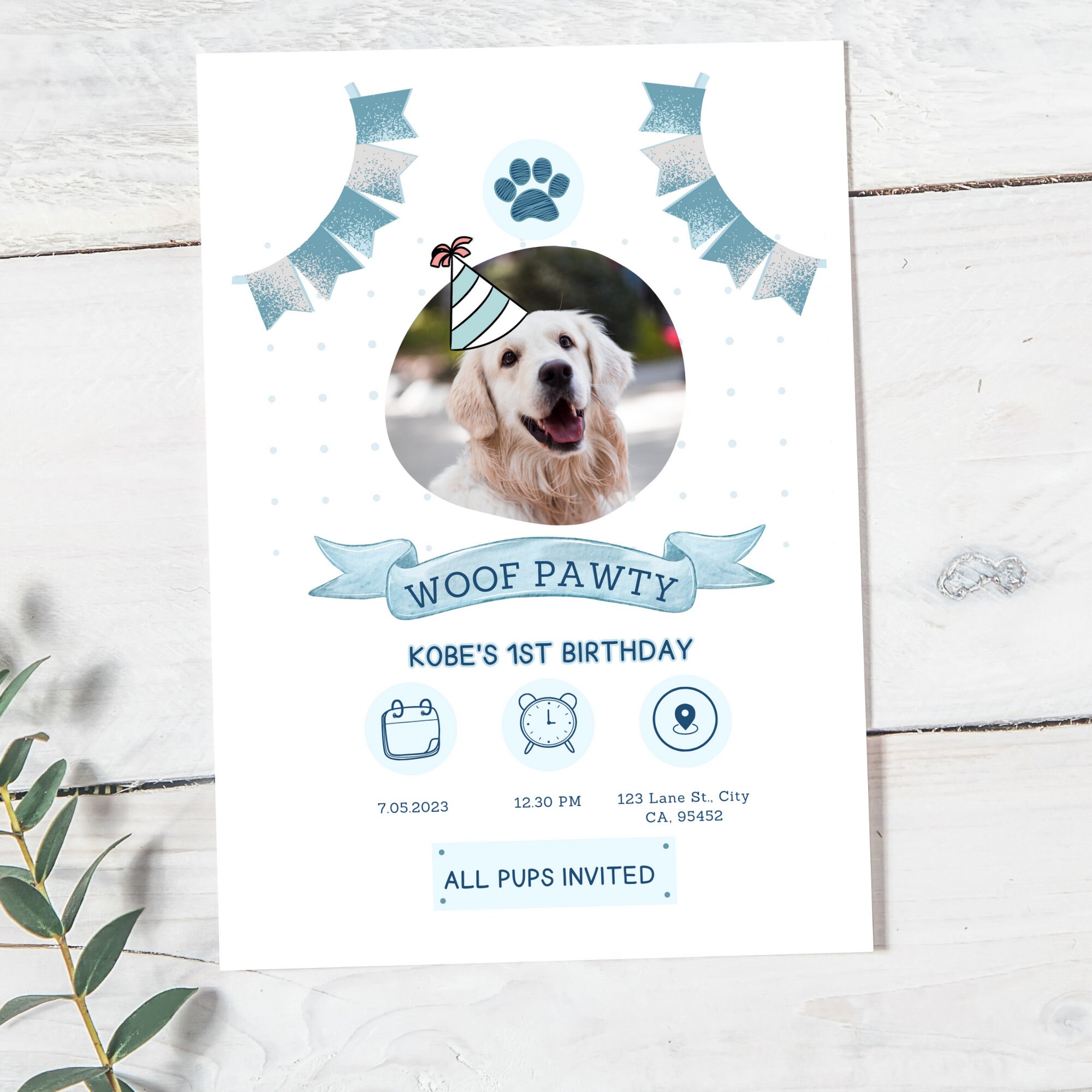 Woof Party Bundle, Birthday Text Invite, Dog Birthday Card, Birthday ...
