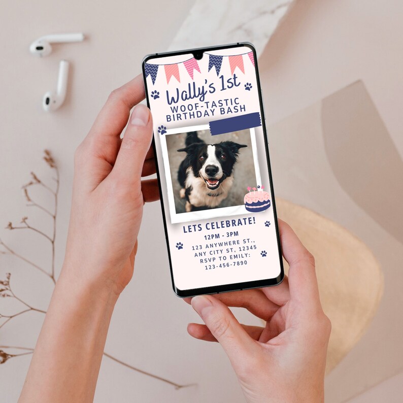 Editable Dog Birthday Invitation Card Kid Animal Theme Party Template ...