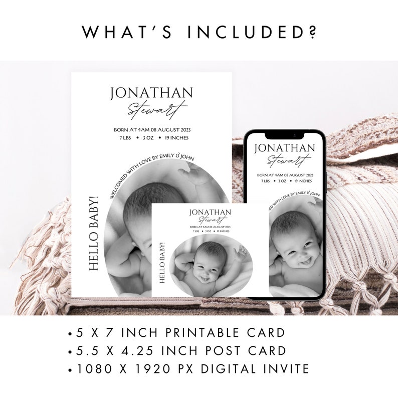 Digital Baby Announcement Photo Birth Announcement, Baby Announcement ...