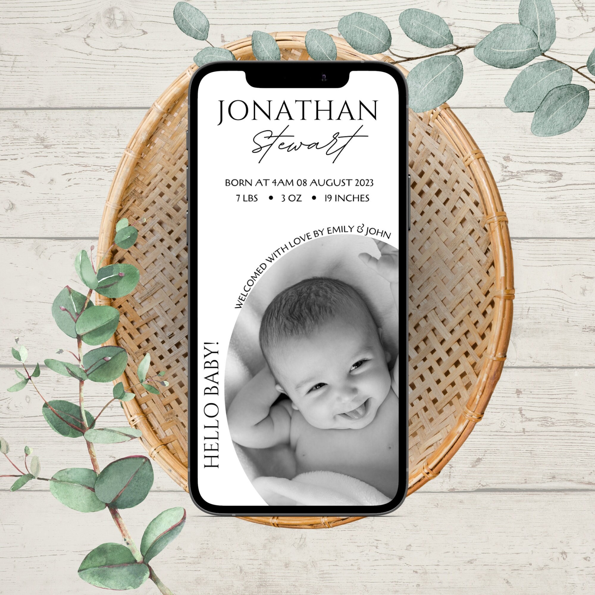 Digital Baby Announcement Photo Birth Announcement Baby - Etsy