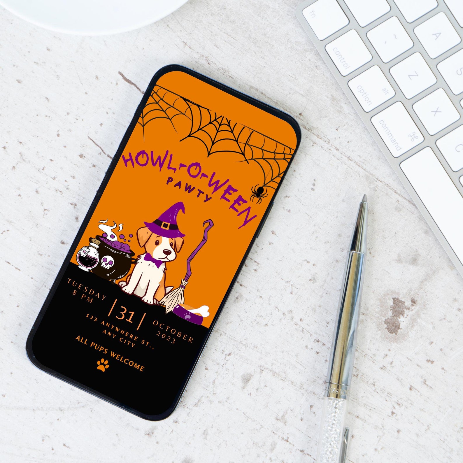 Halloween Pawty Invite 2 Piece Bundle, Dog Birthday Invitation ...