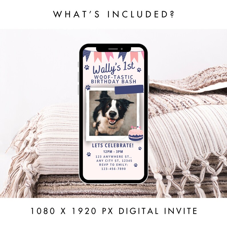 Editable Dog Birthday Invitation Card Kid Animal Theme Party Template ...