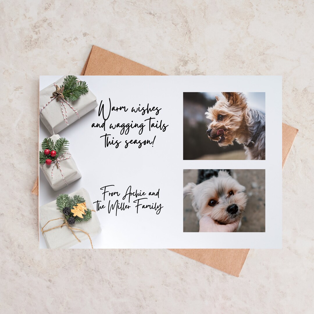 Pet Photo Christmas Card Canva Template, Editable Dog Holiday Card ...