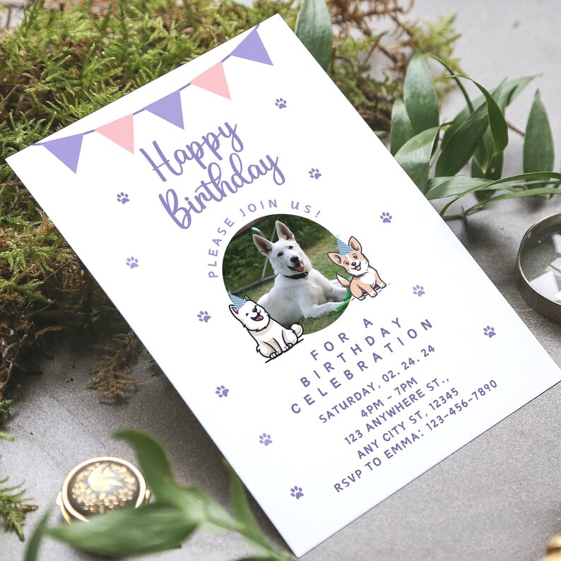 Editable Dog Birthday Invitation Card Dog Party Template Dog Themed ...