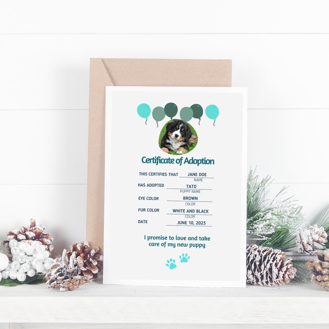 Pet Adoption Certificate, Puppy Adoption Template, Adoption Printable ...