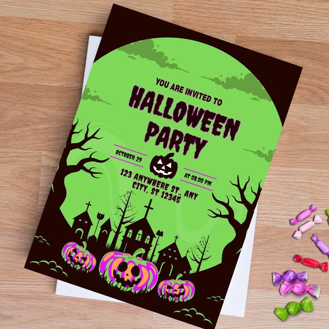 Halloween Pawty, Dog & Cat Birthday Party, Dog Birthday Card, Dog ...