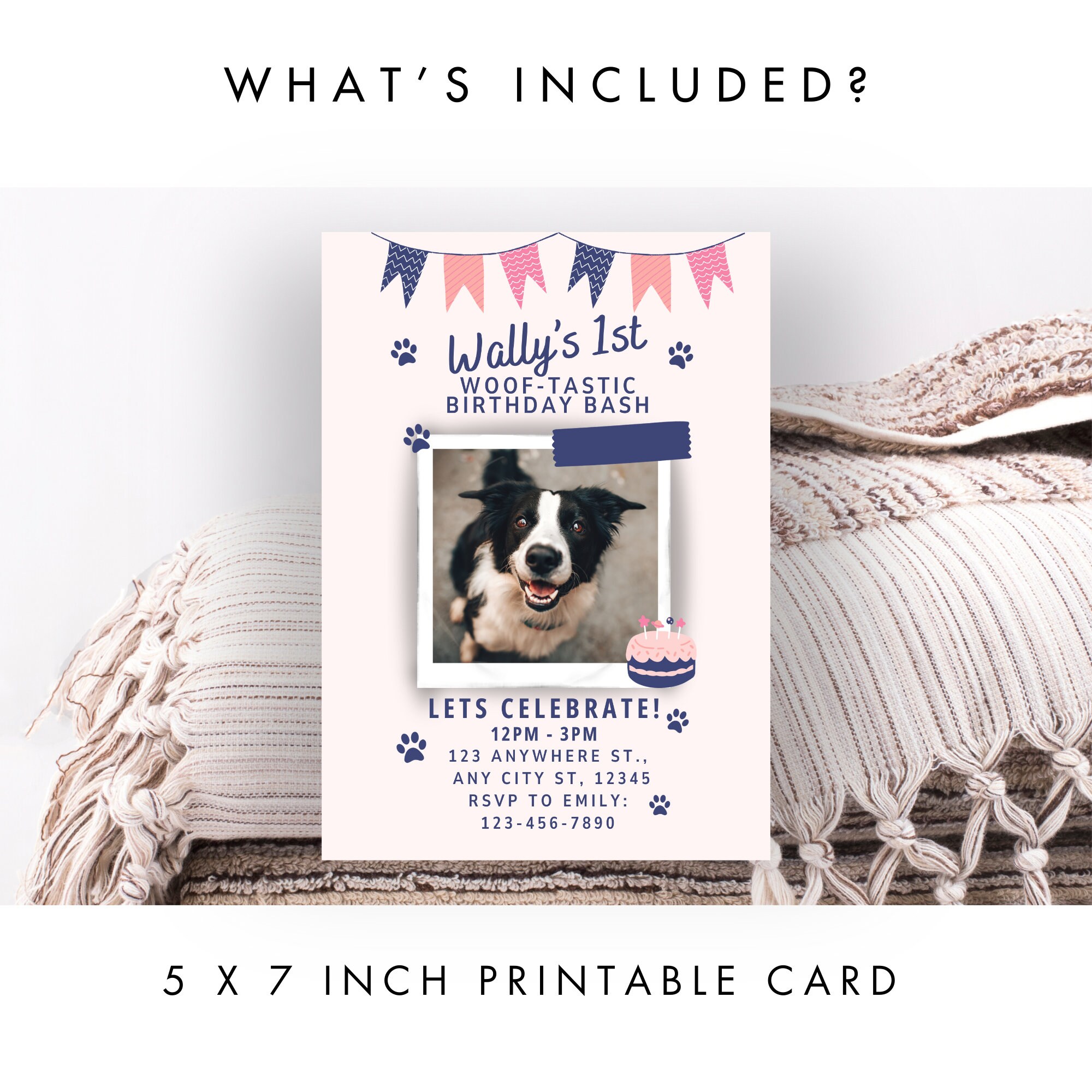 Editable Dog Birthday Invitation Card | Dog Party Template | Dog Themed ...