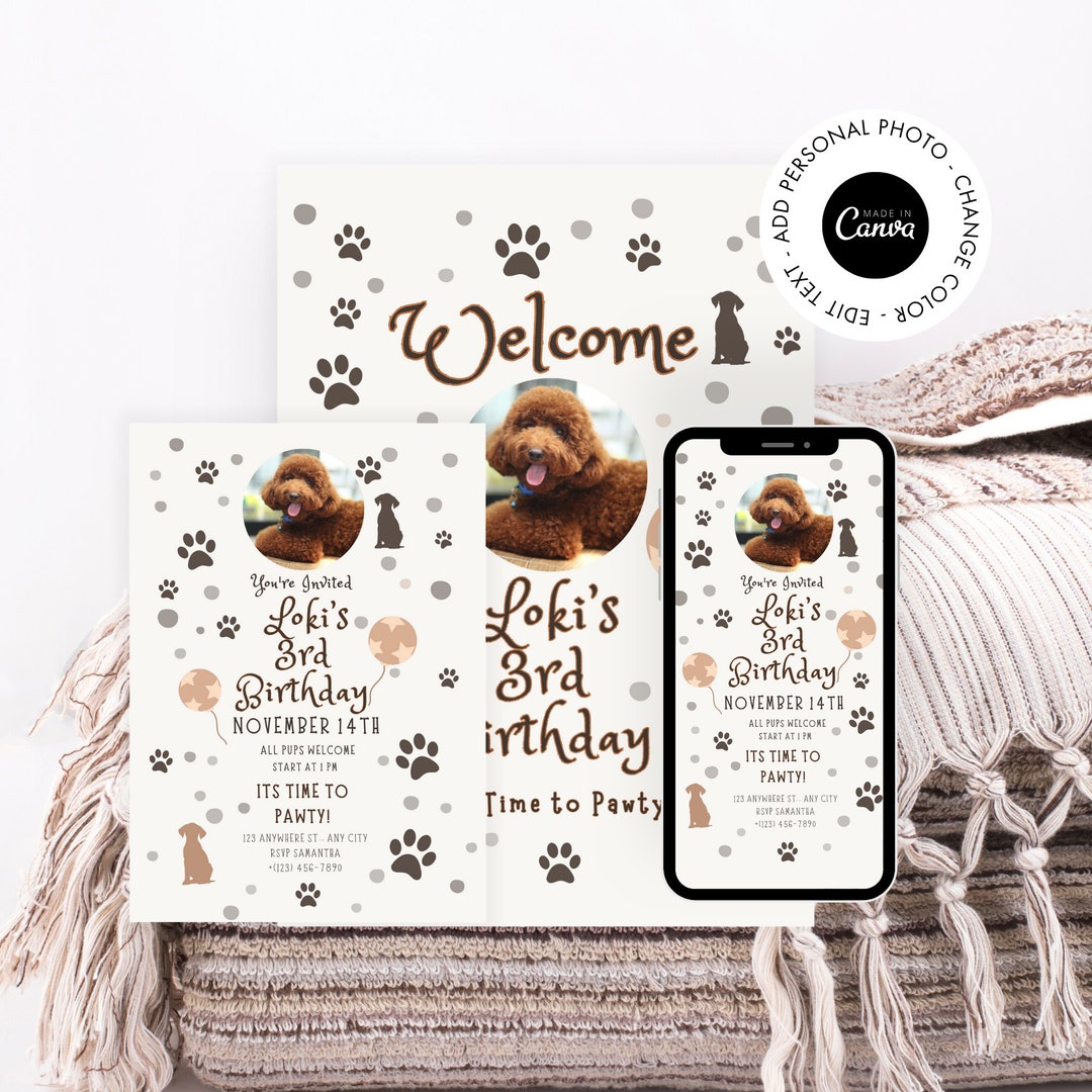 Editable Dog Birthday Party Invitation, Puppy Birthday Party, Dog ...