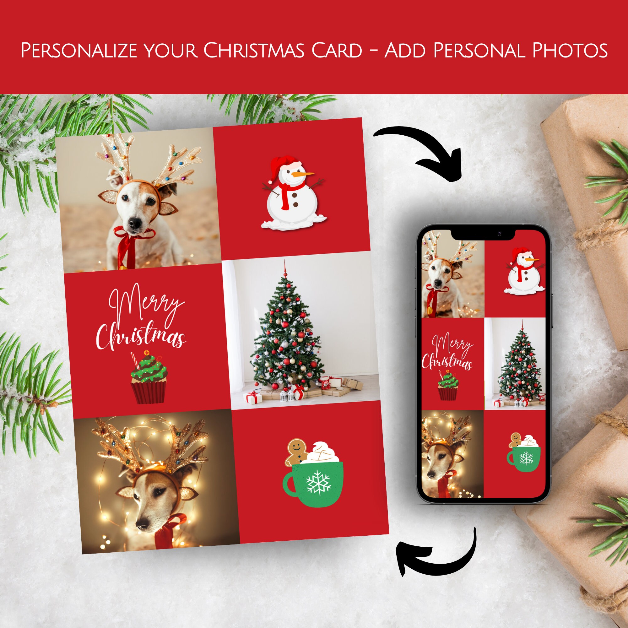 Personalize Christmas Card, Christmas Card Template, Christmas ...