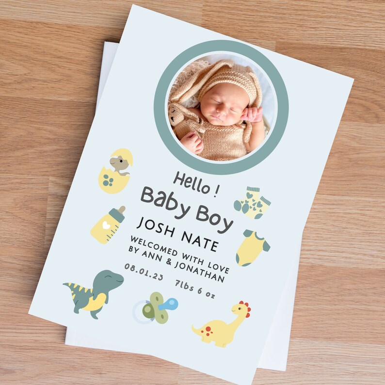 Editable Newborn Template Bundle, Baby Boy Announcement Card, Social ...