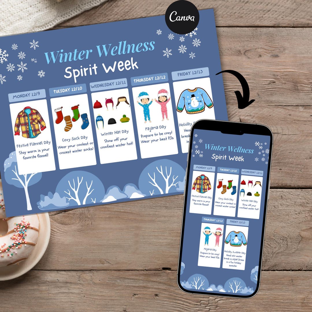 Editable Christmas Spirit Week Flyer, Winter Spirit Week Template ...