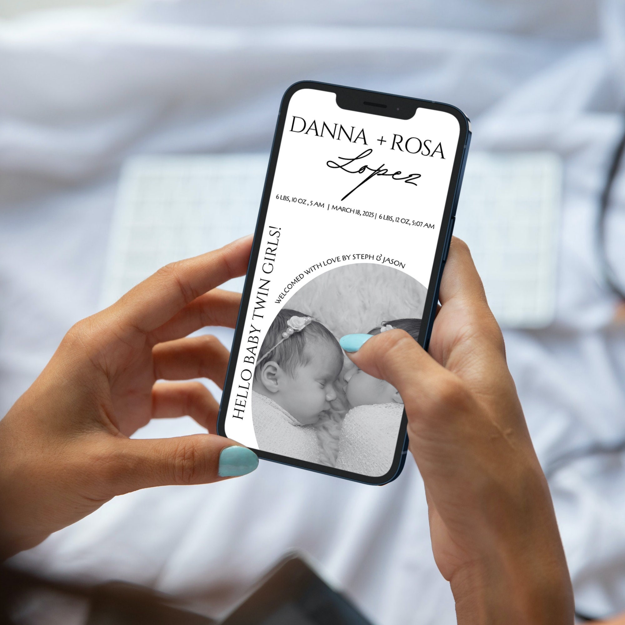 Baby Twin Announcement Photo Birth Announcement Bundle, Baby Printable ...