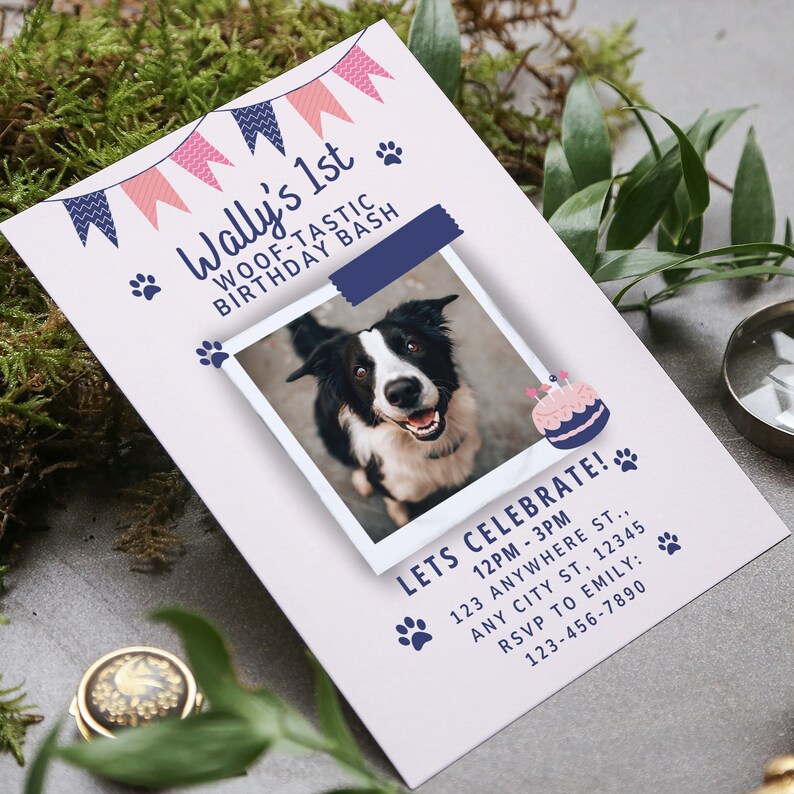 Editable Dog Birthday Invitation Card | Dog Party Template | Dog Themed ...