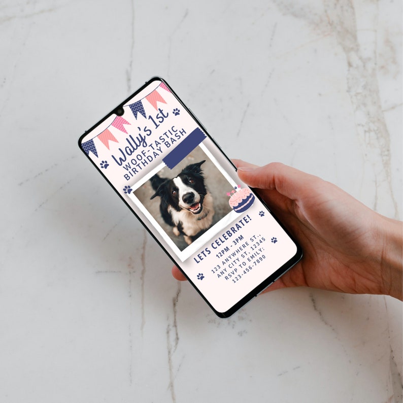 Editable Dog Birthday Invitation Card Kid Animal Theme Party Template ...
