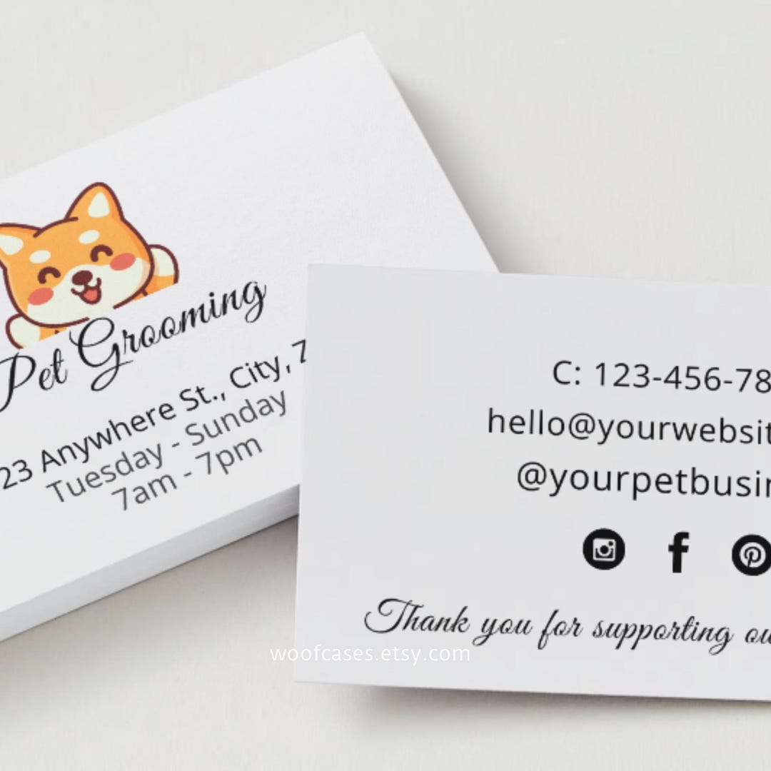 Editable Pet Biz Card, Cute Business Card Template, Easy and Instant ...