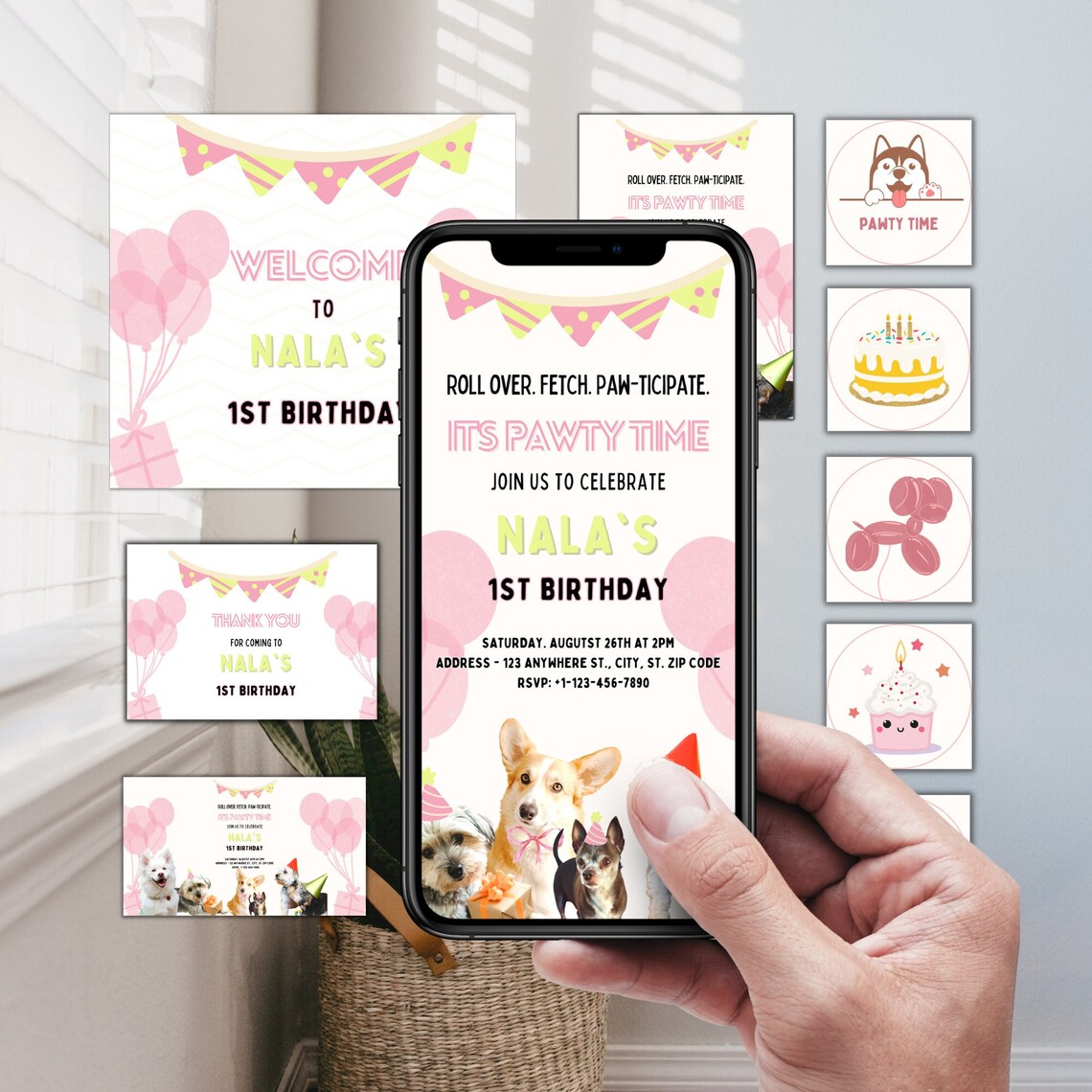 Editable Dog Birthday Party, 6 Piece Bundle, Dog Birthday Party ...
