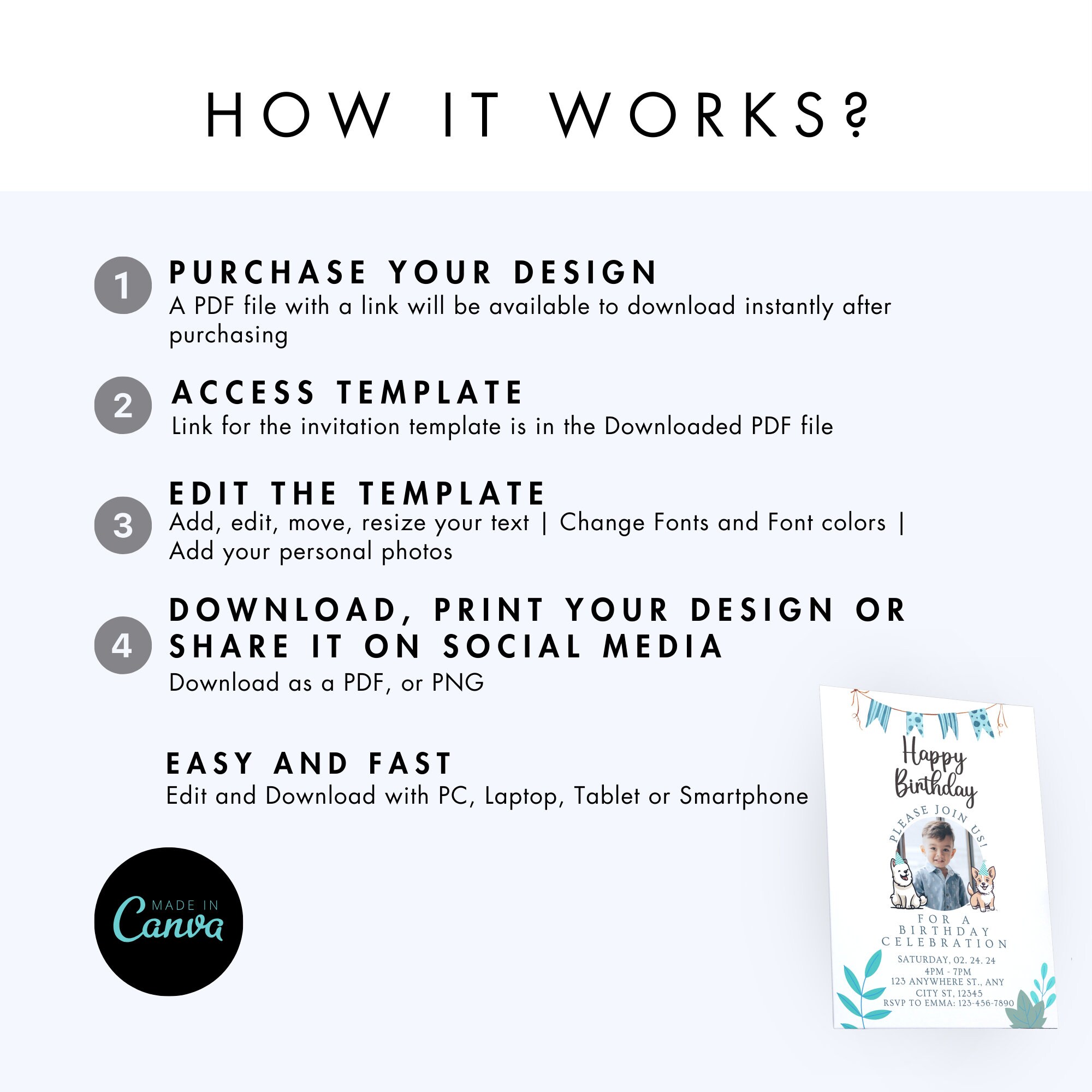 Editable Dog Birthday Invitation Card | Dog Party Template | Dog Themed ...