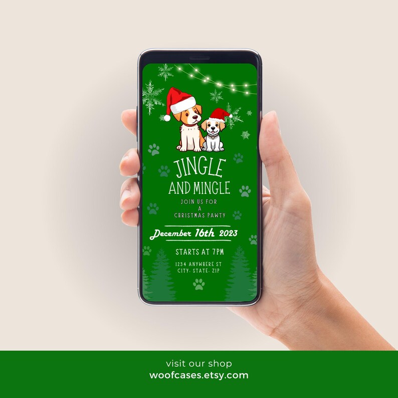 Editable Holiday Template Office Party Invite Cute Puppy Party Instant ...